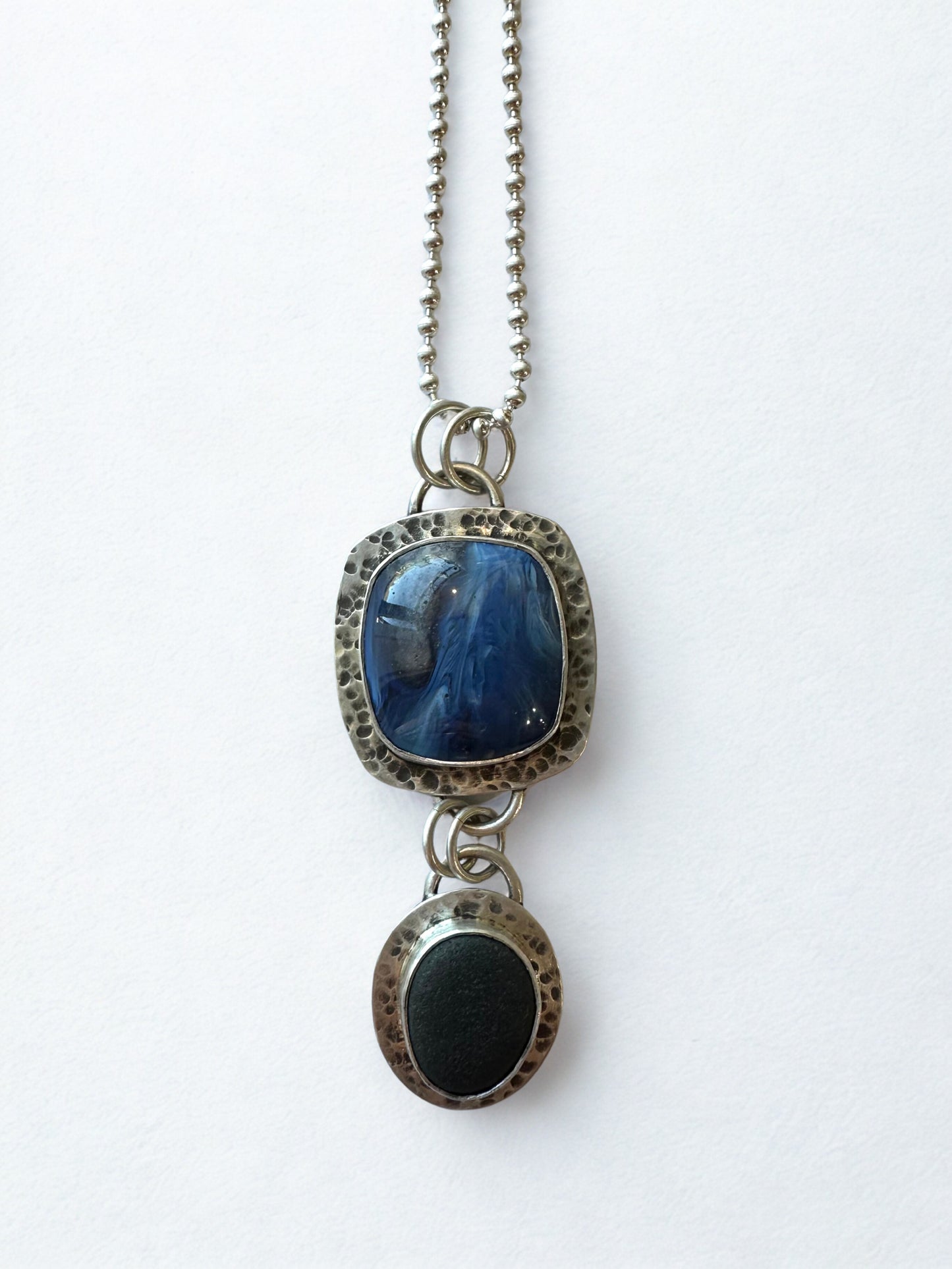 Leland Blue with Lake Superior Basalt Set in Sterling Silver Necklace ...